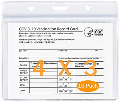 10 Pack Clear Vaccination Card Protector 4x3 in for CDC Immunization ...