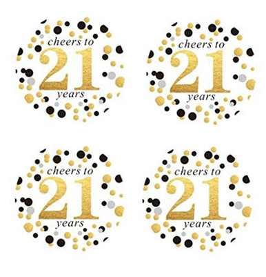2" Round 50 Pack of Cheers to 21 Years Label Stickers Birthday Party ...