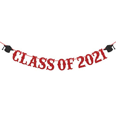 Red Glitter Class of 2021 Banner Red Graduation Banner for 2021 Red ...