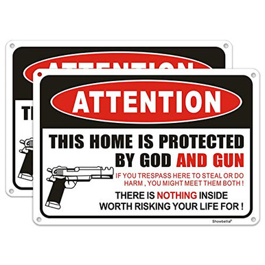 Showbellia 2 Pack Gun Signs This Home is Protected By GOD and Gun Rust ...