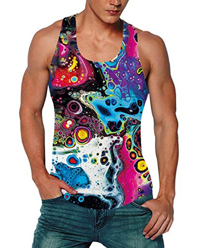 Goodstoworld Y Back Tank Tops Trippy Colorful Paint for Men Gym Muscle ...