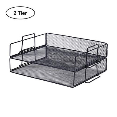 Paper Trays - 2 Tier Stackable Letter Trays - Metal Mesh Desktop ...