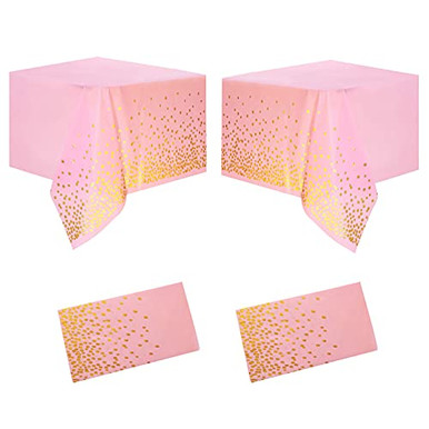 2 Pack Pink Glossy Gold Polka Dots Disposable Plastic Rectangular ...