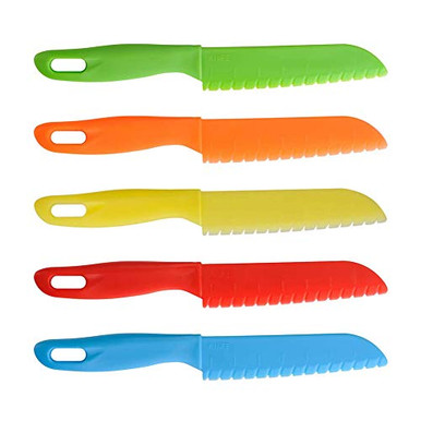 5 Pcs Kid Plastic Kitchen Knife Set Safe Kitchen Knife Sawtooth Cutter ...