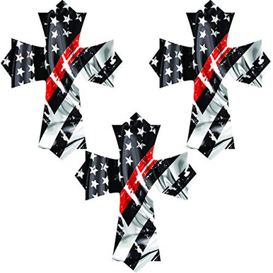 Thin Red line Cross - American Flag - Patriotic Set of Decals - 7 mil ...