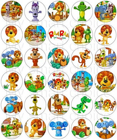 30 x Edible Cupcake Toppers Raa Raa the Noisy Lion Party Collection of ...