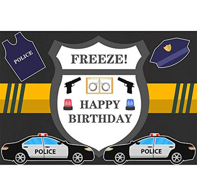 OERJU 5x3ft Happy Birthday Backdrop Police Cars Police Uniform Freeze ...