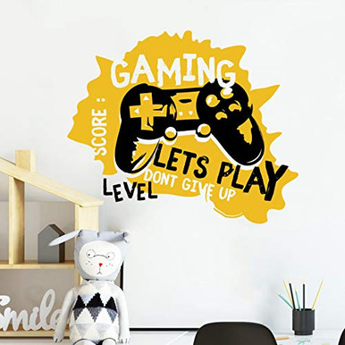 Gamer Wall Decals Game Controller Wall Stickers Let's Play Gaming ...
