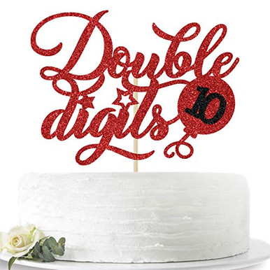 Glitter Double Digits Cake Topper - Happy 10th Birthday Cake Decor for ...