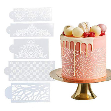 EOPER 5 Pieces Cake Decorating Stencils Wedding Cakes Baking Templates ...