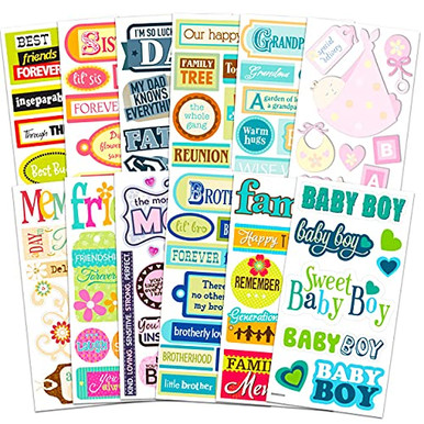 Family Scrapbook Stickers Set Family Craft Bundle - Bulk 11 Pack Family ...