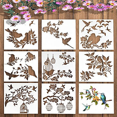 9PCS Birds Stencils for Painting-Large Flying Bird Stencil-Reusable ...