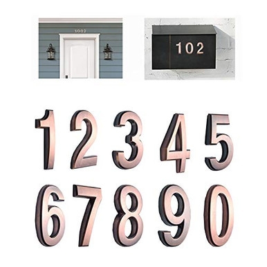 10 Pieces 2"-Pack 0 to 9 Shiny Bronze- self Adhesive Door House Numbers ...