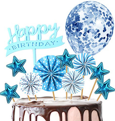 Happy Birthday Cake Balloon Toppers Acrylic Birthday Cupcake Topper ...