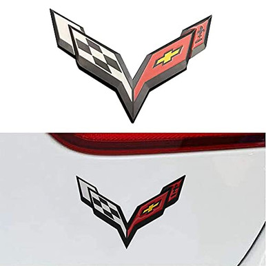 Car Front Rear Tailgate Fender Side Crossflags Emblem Badge Sticker ...