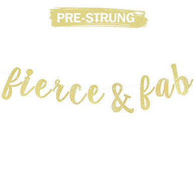 Fierce ? Fab Gold Glitter Cursive Script Bunting Banner Funny Happy ...