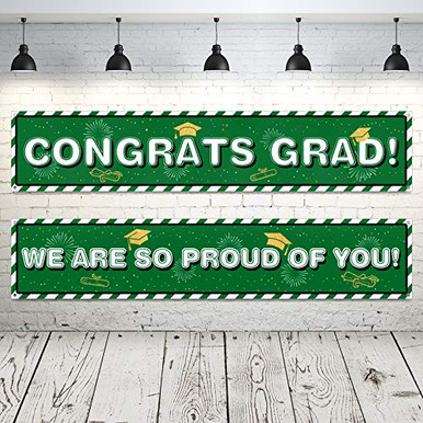 Whaline 2Pcs Graduation Banner Congrats Grad Hanging Banners Graduation ...