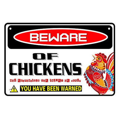MuaToo Warning Sign Chickens - Be Ware of Chickens'8x12inch Tin Sign ...
