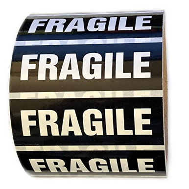 Black and White"Fragile" Sticker Label - 1" by 3" - 500 ct ...