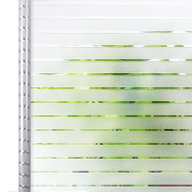Homein Privacy Window Film White Stripe, Self Adhesive Frosted Window ...