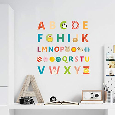 Alphabet Wall Decals Animal ABC Wall Stickers for Kids Bedroom ...