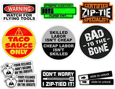 11 pcs Set Funny Hard Hat Sticker Decals Toolbox Skilled Labor Zip-Tie ...