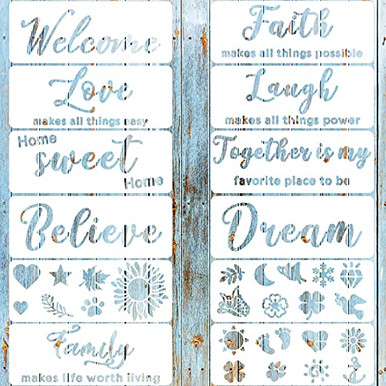 12 Pieces Words Stencils Inspirational Quote Sign Stencils Plastic ...