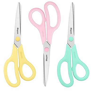 iBayam Scissors 8 Inch Multipurpose Sharp Scissors 3-Pack Cute Assorted ...