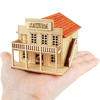 3D Wooden Puzzle Western Saloon Craft kit Building Model DIY Kit Can be ...