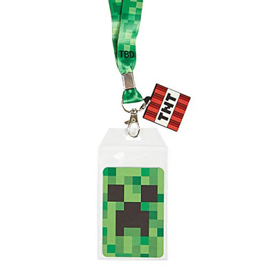 Boys Minecraft Lanyard Badge Holder -Black and Green Minecraft Creeper ...