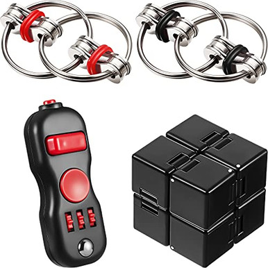 4 Pieces Handheld Fidget Toy Set Fidget Key Infinity Cube Flippy Chain ...