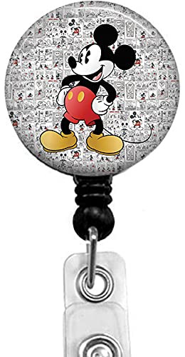 Cute Mickey Mouse Retractable ID Card Badge Holder with Alligator Clip ...