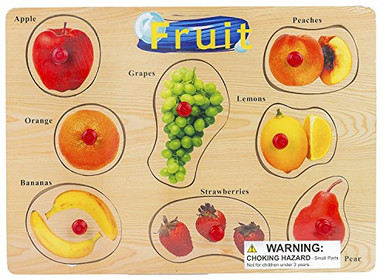 Puzzled Fruit Peg Puzzle - Food Harvest Produce Wood Puzzle Game Easy ...