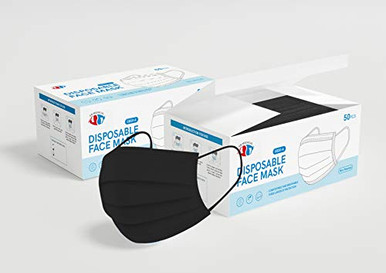 Premium Disposable Face Masks 3-Ply 3-Layer -50 Masks per Box- -Black ...