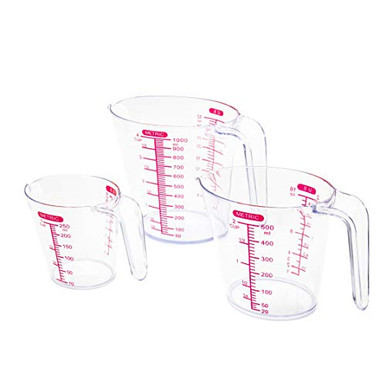 Chef Pomodoro 3-Piece Measuring Cup Set 1L - 500mL - 250 mL BPA-Free ...