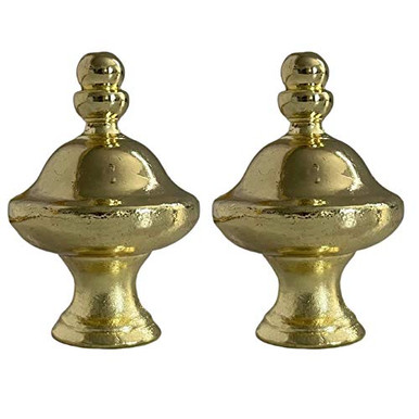 Set of Two Pyramid Shaped Lamp Finials in Glossy Brass Finish - 1.5 ...