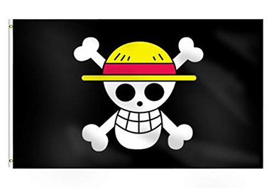 Pirate Luffy's Straw Hat Pirate BannerJolly Roger Pirate with Straw Hat ...