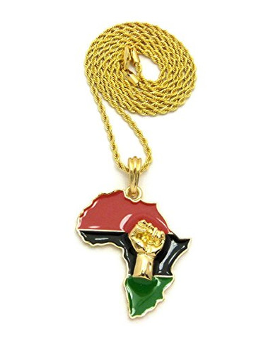 Shiny Jewelers USA Micro Fist Power in Africa Map Shape Pendant Box ...