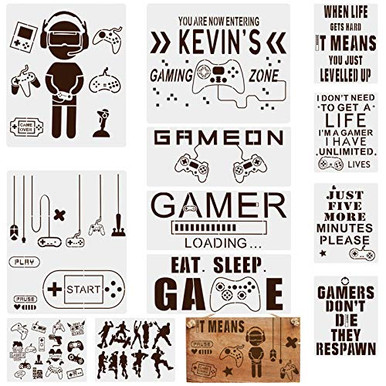 Stencils for Painting on WoodGame Theme and Funny Gaming Art and Words ...