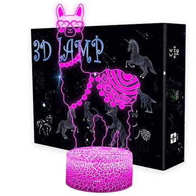 Alpaca Llama 3D Illusion Lamp Night Light 7 Colors Change with Touch ...