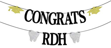 Black Glitter Congrats RDH Banner - Congrats Dentist Graduation Party ...