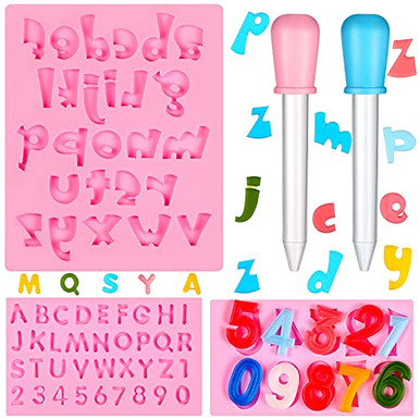 3 Pieces Silicone Letter Mold Uppercase Lowercase Letters and Numbers ...
