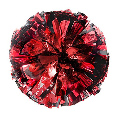Hooshing Pack of 2 Cheer Pom Poms Red and Black with Plastic Handle for ...
