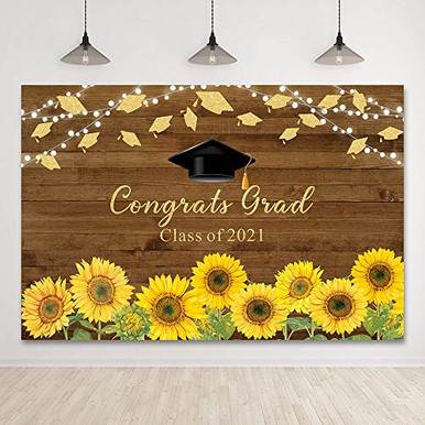 Bellimas Sunflower Congrats Grad Backdrop Wood Class of 2020 Banner ...