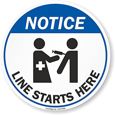 SmartSign 9 x 9 inch Line Starts Here Anti-skid Floor Sign - Blue Black ...