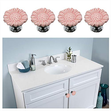 4 Pcs Self-Stick Resin Cabinet Knobs Pull Handle Sunflower Shape Drawer ...
