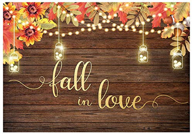 Funnytree Fall in Love Party Backdrop Photography Autumn Rustic Wooden ...