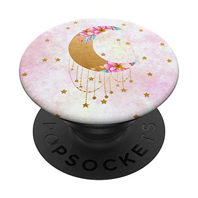 Enchanted Magical Boho Floral Moon and Stars on Pastel Pink PopSockets ...