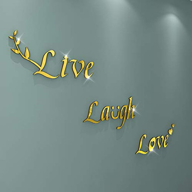 DecorSmart Live Laugh Love Wall Decor Stickers Sign Gold Combination ...