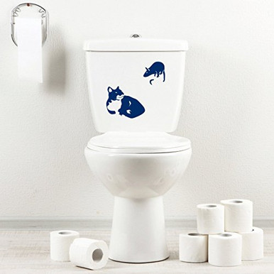 StickAny Bathroom Decal Series Waiting Cat Mouse Sticker for Toilet ...